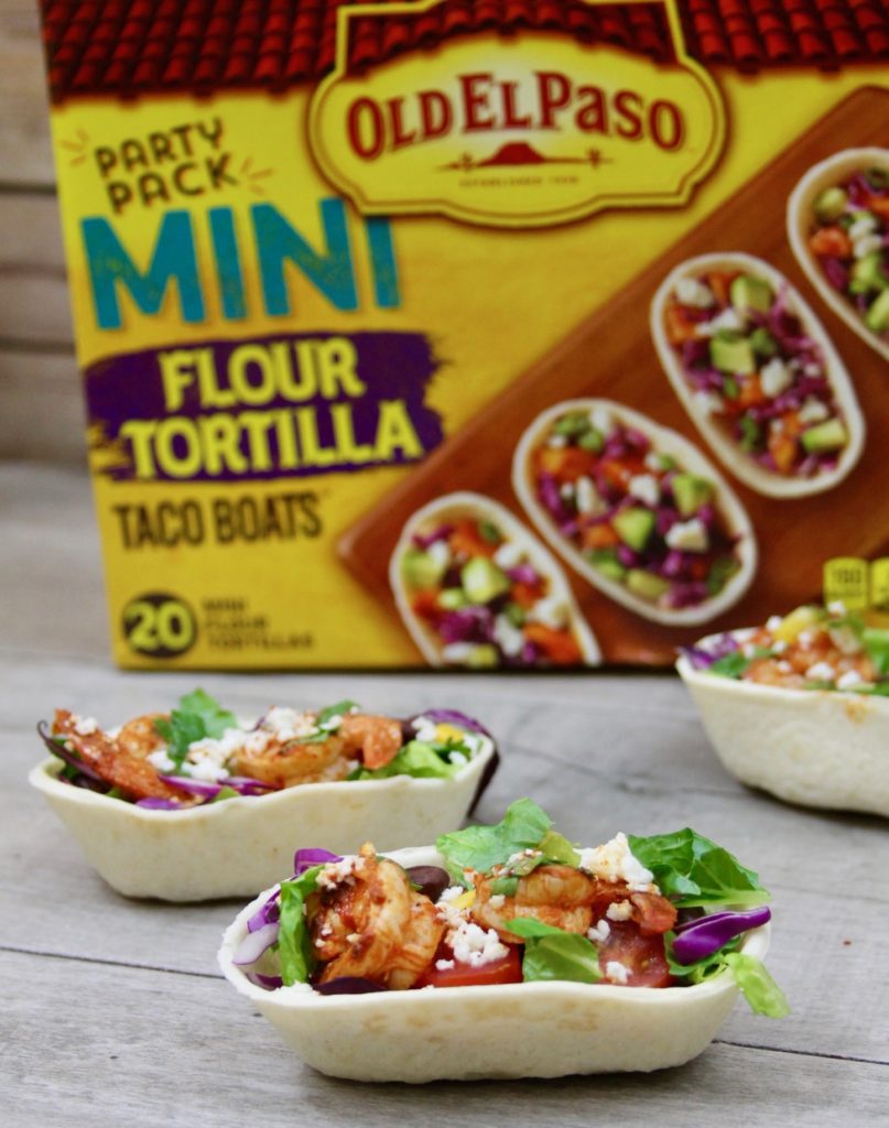 Tailgating Appetizer: Chipotle Shrimp Taco Salad Tortilla Boats