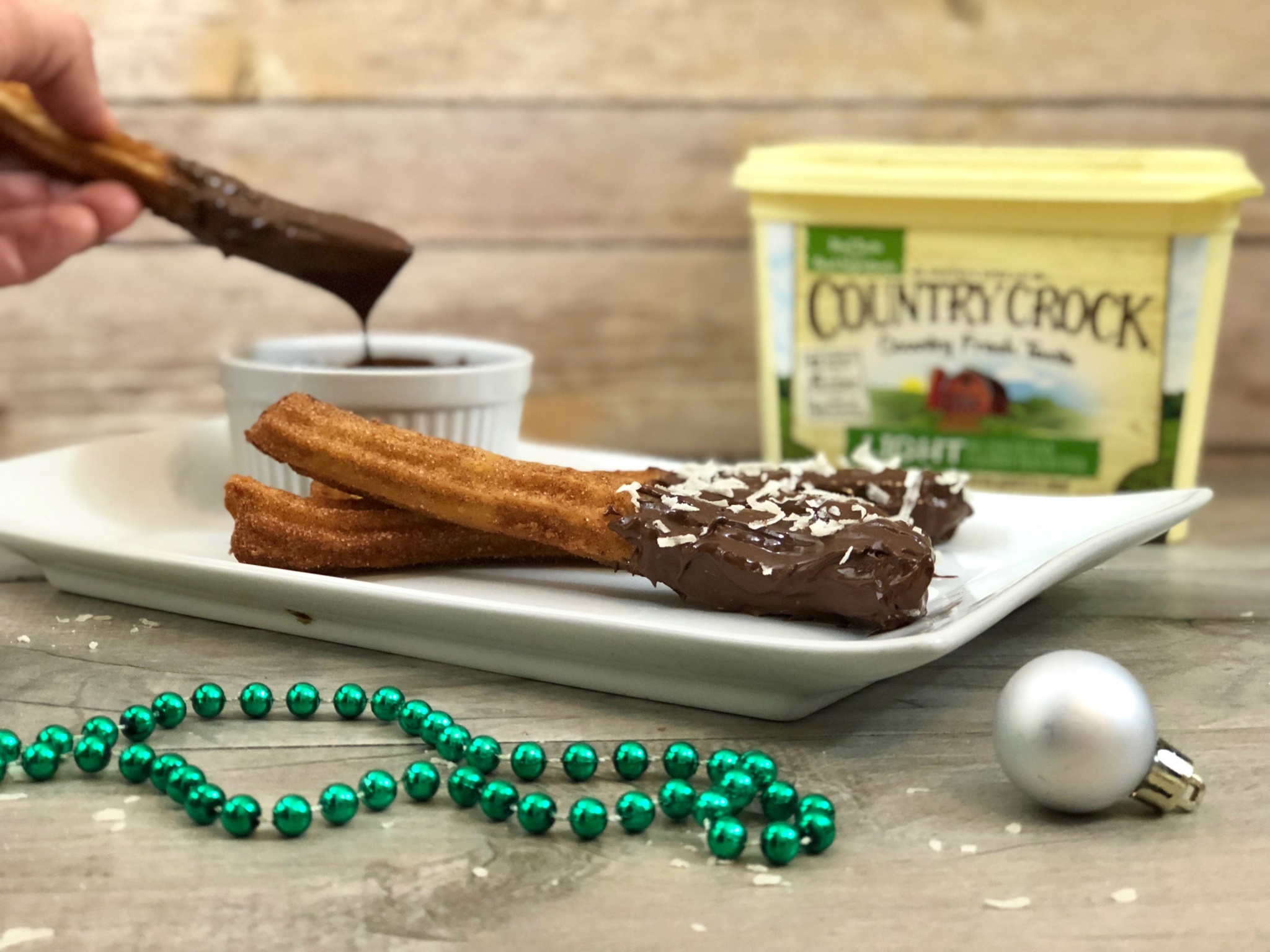 Chocolate Dipped Coconut Churros