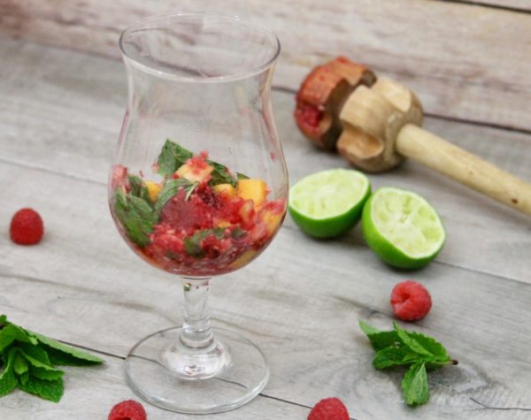 Passion Fruit, Mango, and Raspberry Mojito Mocktail