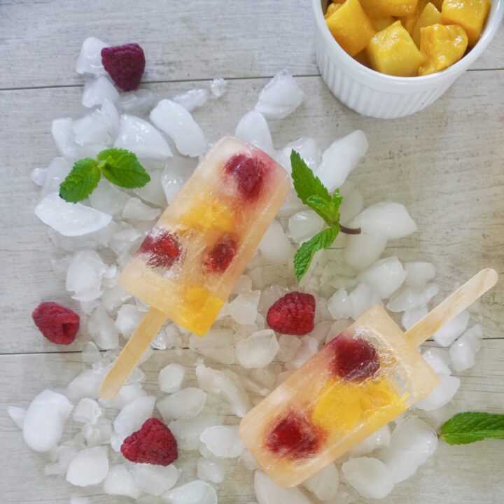 Easy Low-Calorie Orange, Mango and Raspberry Popsicles