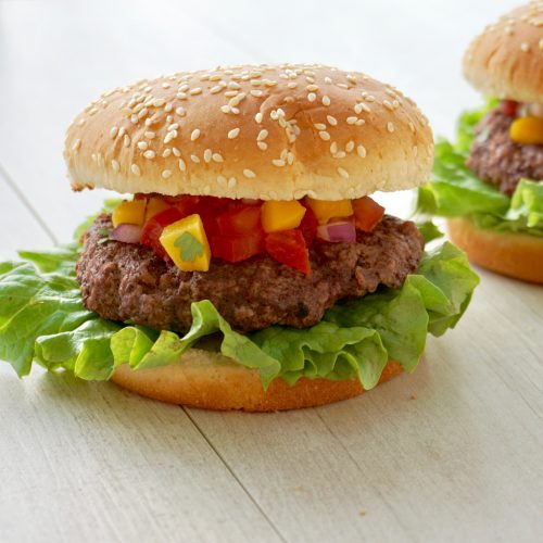 Grilled Burger With Mango Salsa