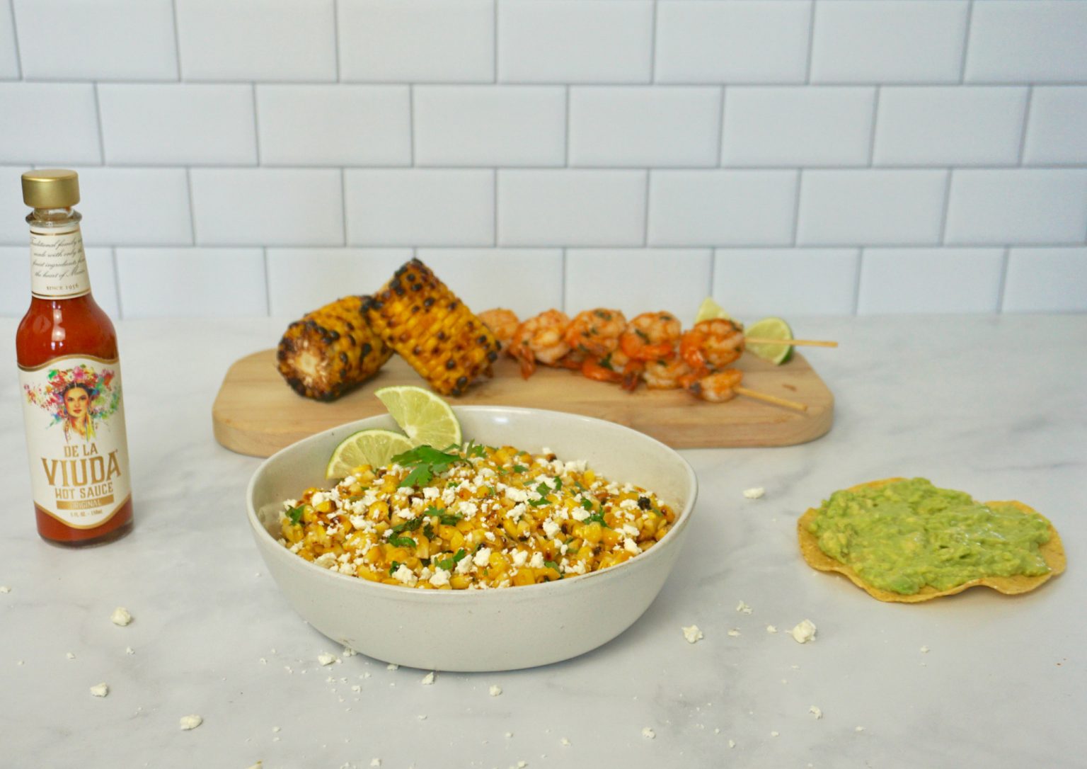 Spicy Shrimp and Esquites Tostadas