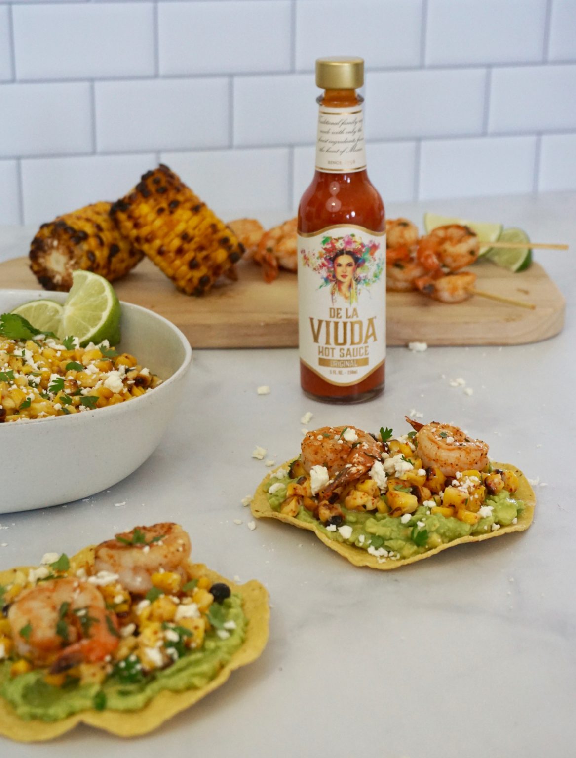 Spicy Shrimp and Esquites Tostadas