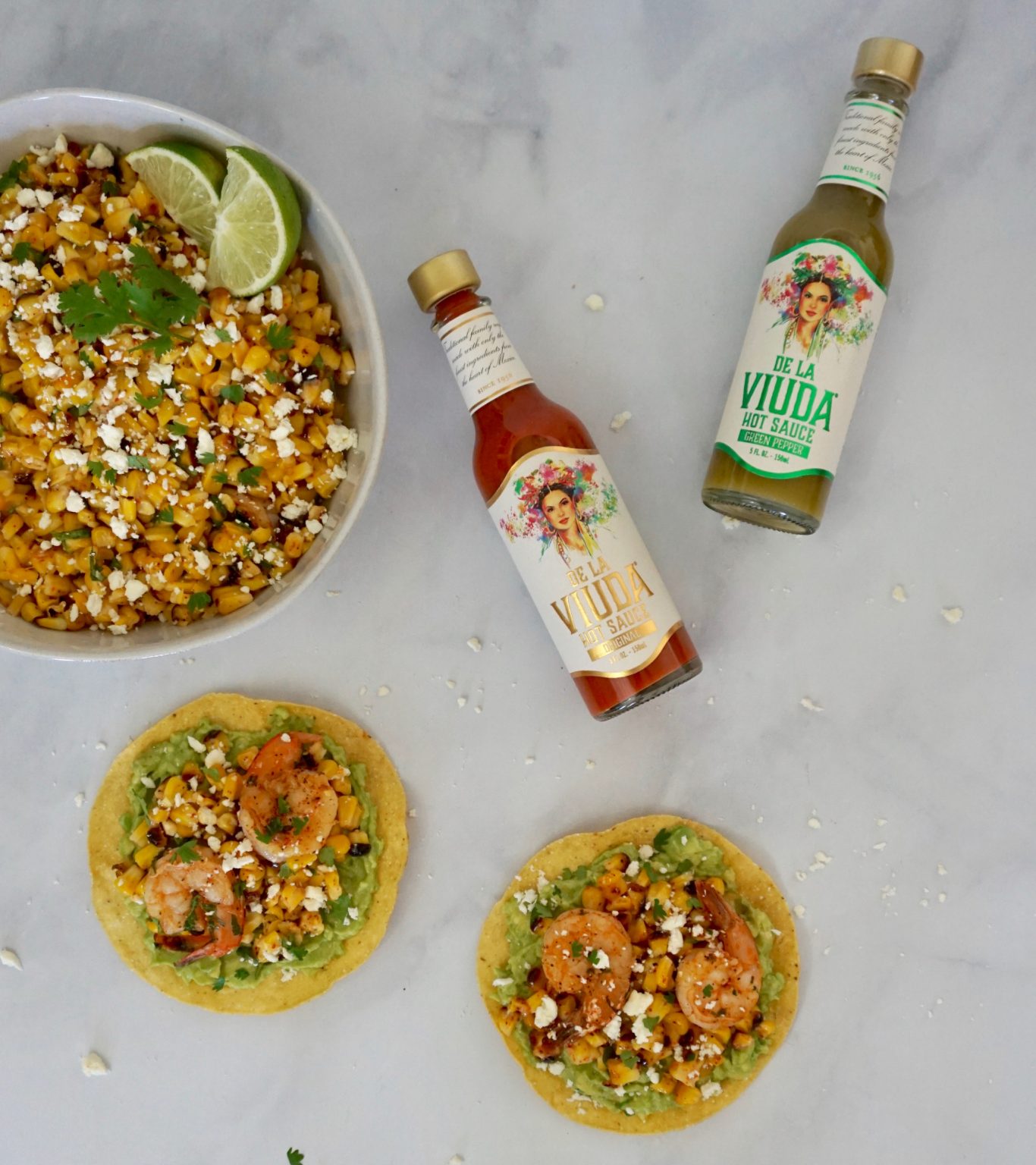 Spicy Shrimp and Esquites Tostadas