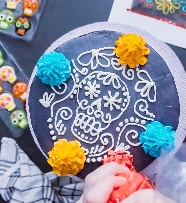 Easy Day of the Dead Cake With Buttercream Frosting