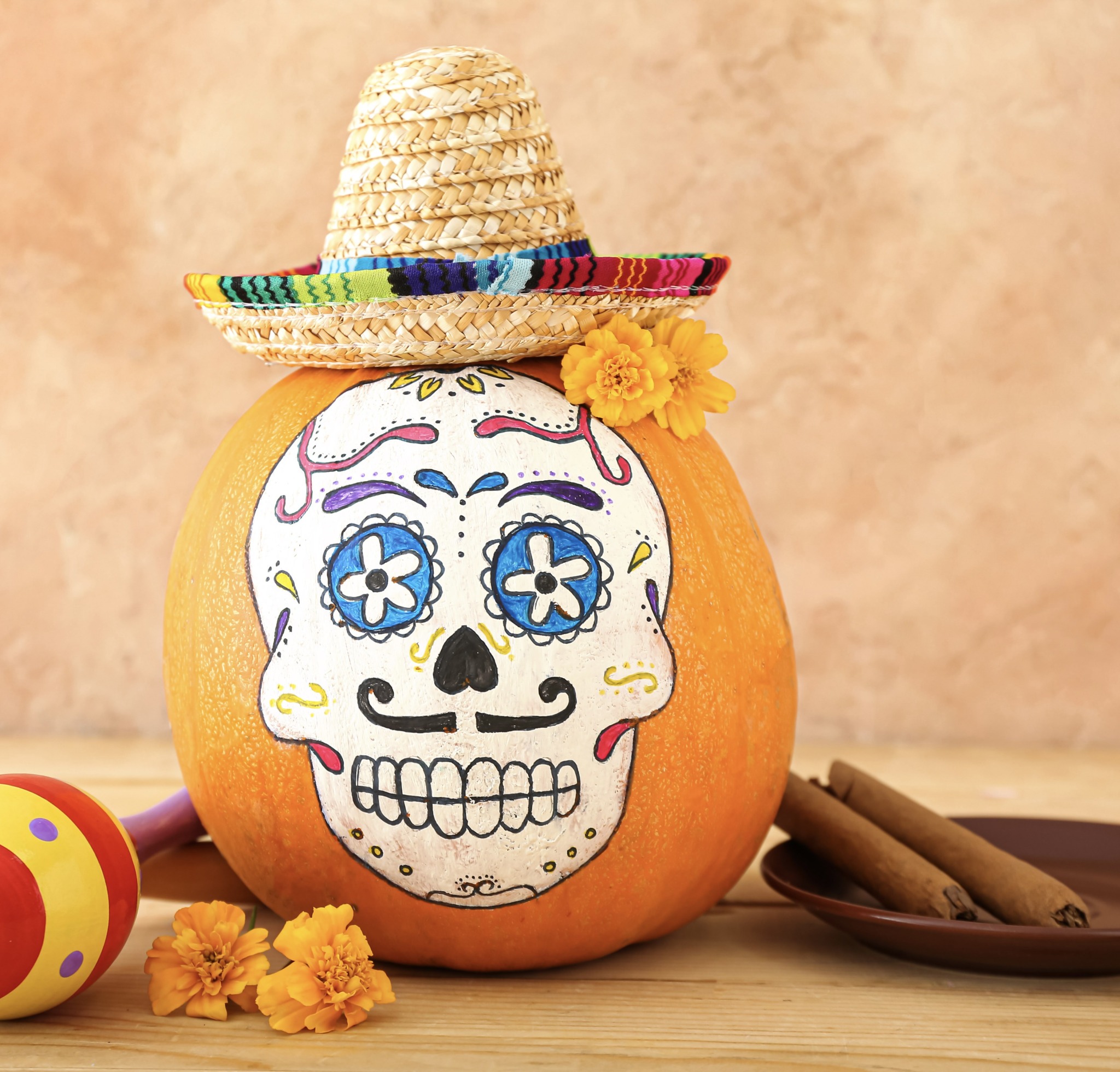Sugar Skull Pumpkins: Easy Day of the Dead Painted Pumpkin Craft