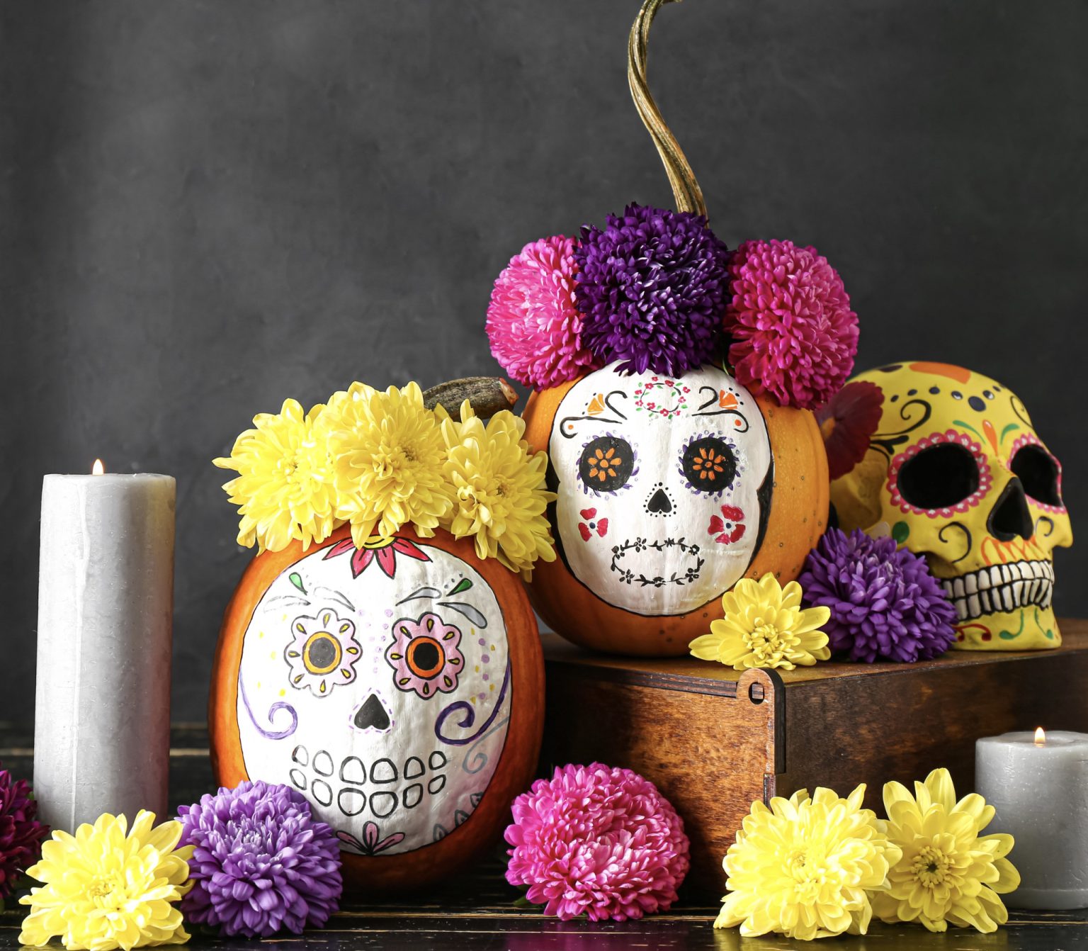 Sugar Skull Pumpkins: Easy Day of the Dead Painted Pumpkin Craft