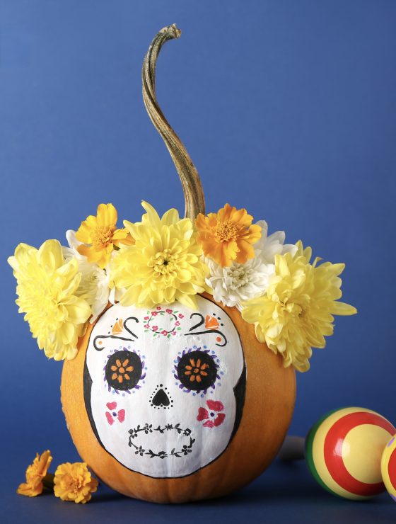 Sugar Skull Pumpkins: Easy Day of the Dead Painted Pumpkin Craft