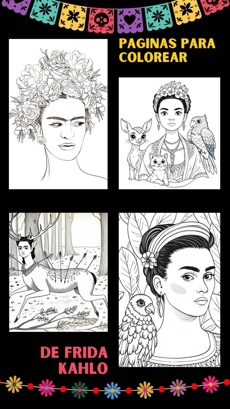 Páginas para Colorear de Frida Kahlo